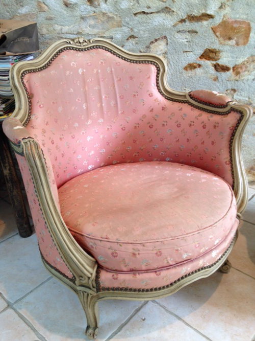 A4057 Pair of French LXV Style vintage tub chairs